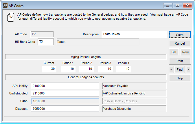 Posting Transactions to General Ledger (AP Codes)