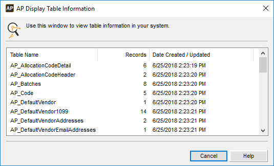 Viewing Table Information