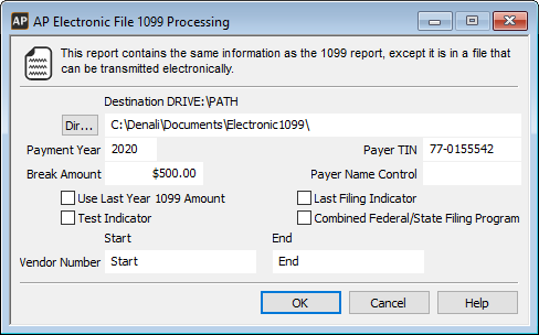 Electronic File 1099 Report