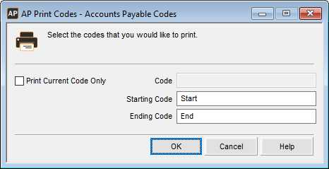Printing a Code Report in Accounts Payable