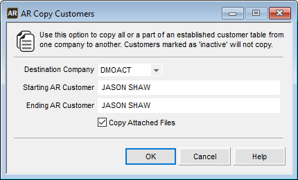 Copying Customers to Another Company