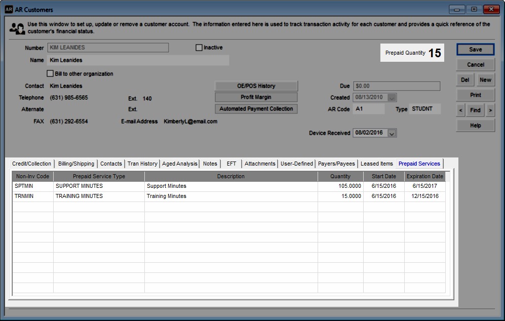 Tracking Prepaid Services