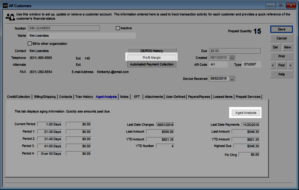 Viewing Customer Transaction History
