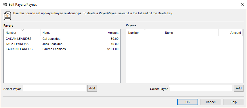 Setting up Payers and Payees
