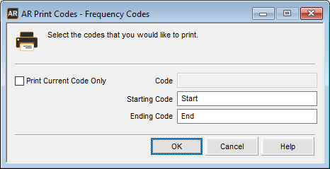 Printing a Code Report in Accounts Receivable