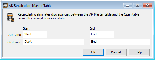 Recalculating Accounts Receivable Tables