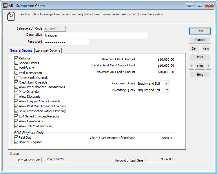 Setting Up Your Salesperson Codes