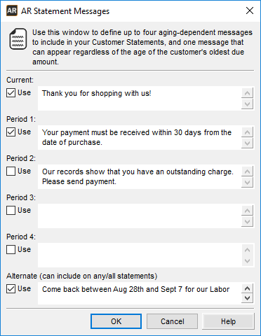 Add Messages to Customer Statements