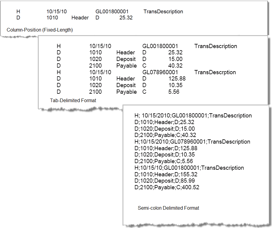 File Formats Supported by Denali for Importing Transactions