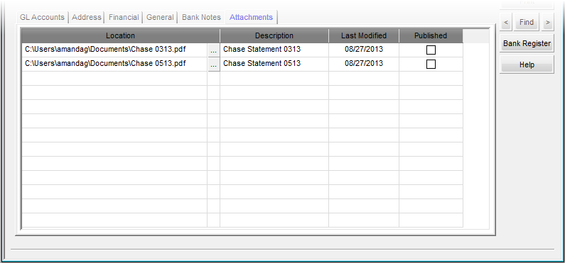 Attaching Files to Bank Accounts