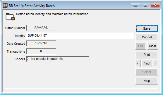 Setting Up Batches for Account Activity
