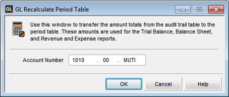 Recalculating General Ledger Tables