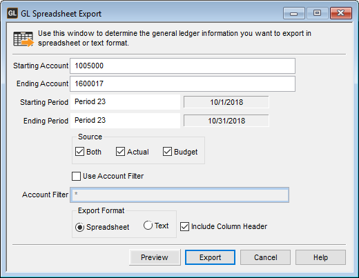 Spreadsheet Export 5950