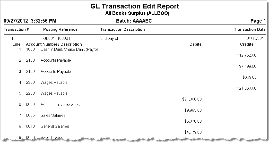 Printing the Edit Report