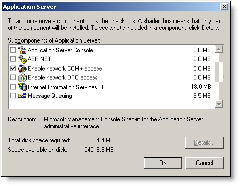Activating COM+ Support for Windows Server 2003