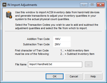 Importing Inventory Transactions from Hand-Held Scanner
