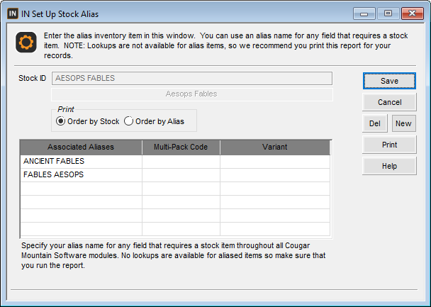 Setting Up Additional Stock Item Identifiers
