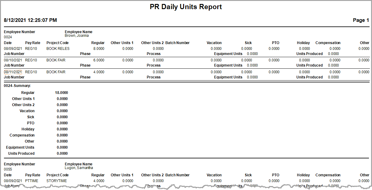 Running the Daily Units Report