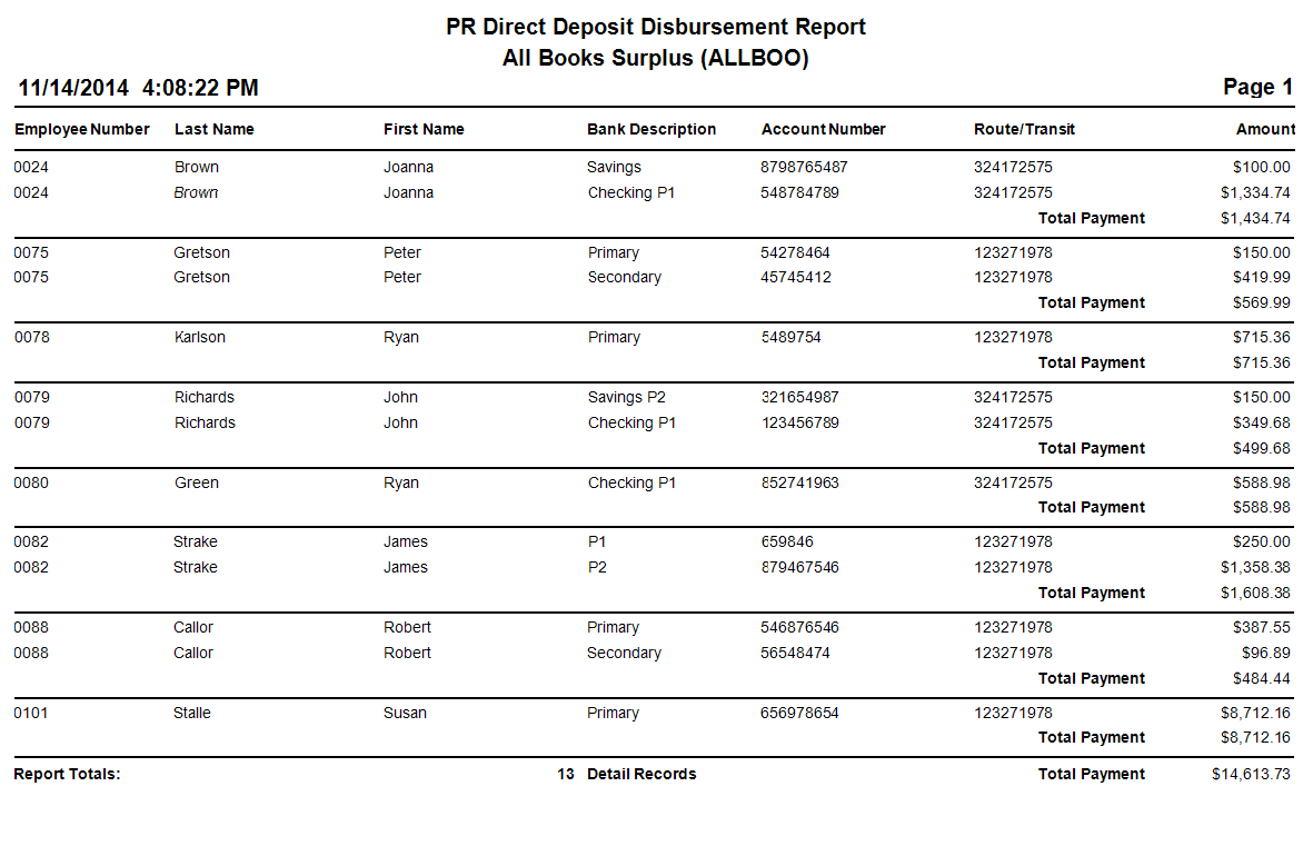 Processing Direct Deposits