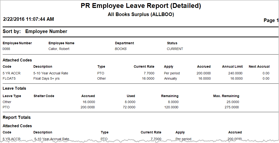 Employee Leave Report