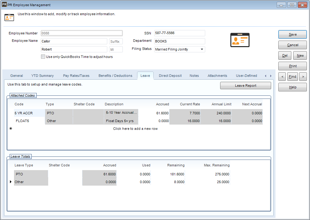 Attaching Leave Codes