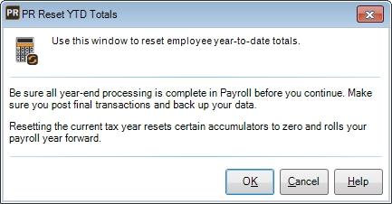 Resetting Year-to-Date Totals