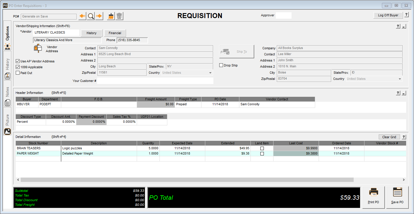 Creating Requisitions