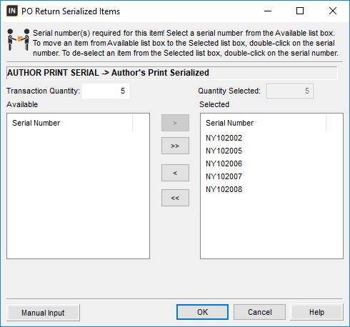 Returning Serialized Items