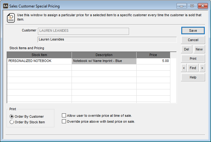 Setting Up Special Pricing for a Customer
