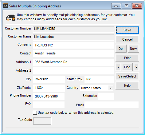 Creating Multiple Shipping Addresses for the Customer