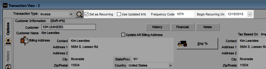 Setting Up Recurring Orders