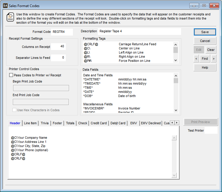 Format Invoices/Receipts for Specialty Shop
