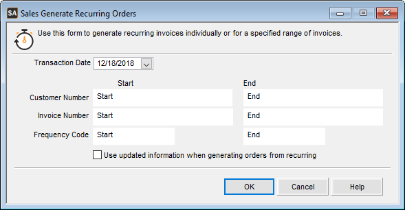 Generating Recurring Orders