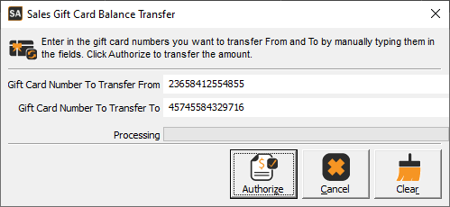 Transferring a Balance from One Gift Card to Another