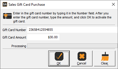 Activating a Gift Card