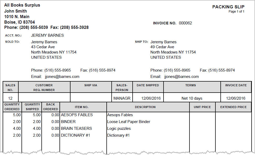 Printing Packing Slips