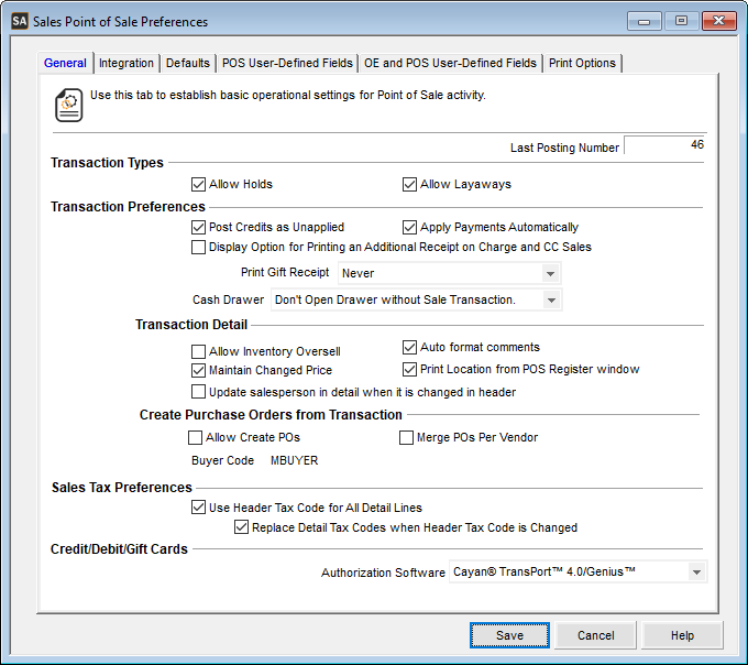Setting Up the Point of Sale Options