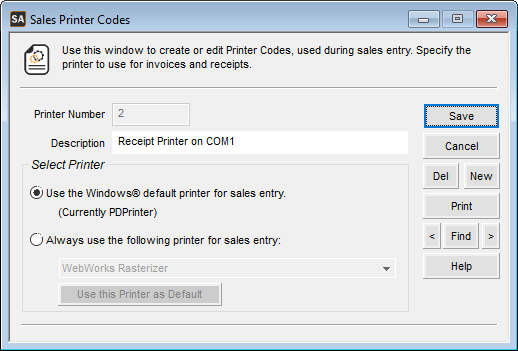 Defining Printing Options (Printer Codes)