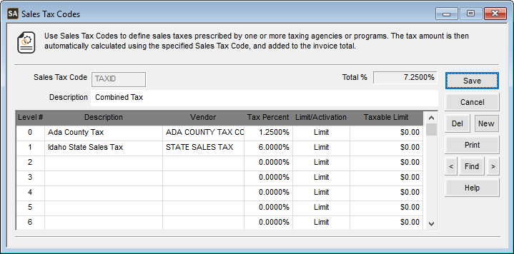 Working with Sales Tax (Sales Tax Codes)