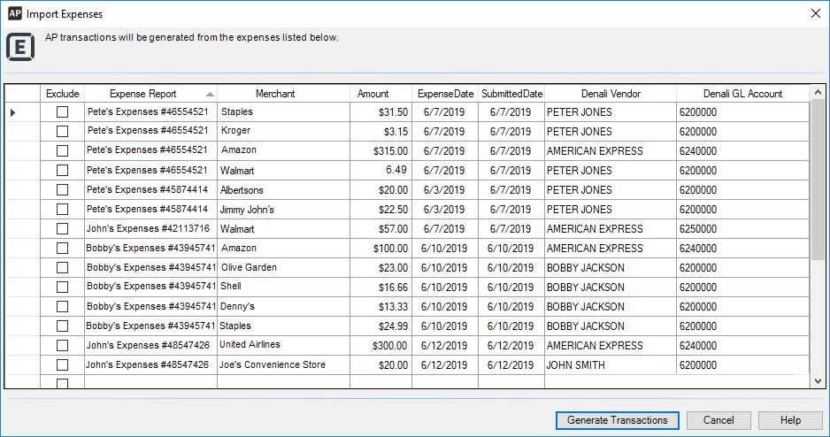 Importing Expenses