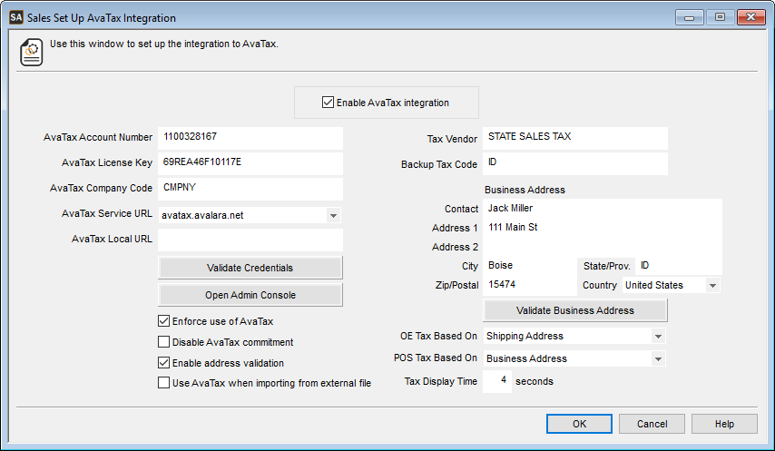 Integrating Denali with AvaTax